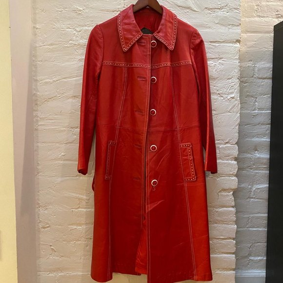 Leder & Chic | Jackets & Coats | Vintage Red Leather Coat With ...